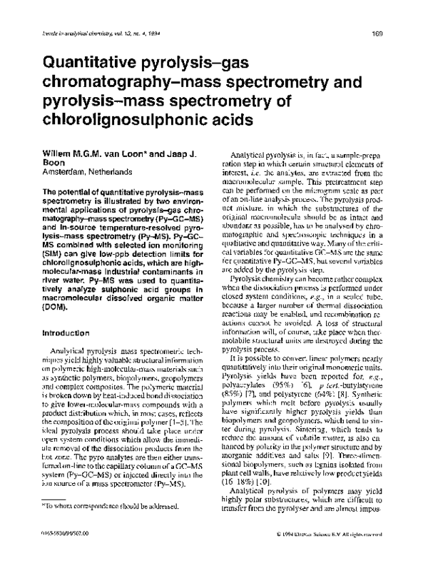 (PDF) Quantitative pyrolysis—gas chromatography—mass spectrometry and ...