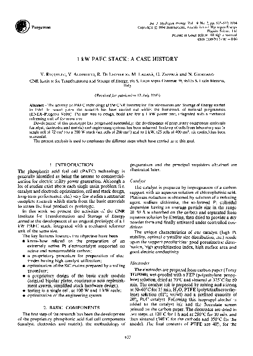 (PDF) 1 kW PAFC stack: a case history