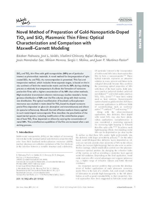 (PDF) Novel Method of Preparation of Gold-Nanoparticle-Doped TiO2 and ...