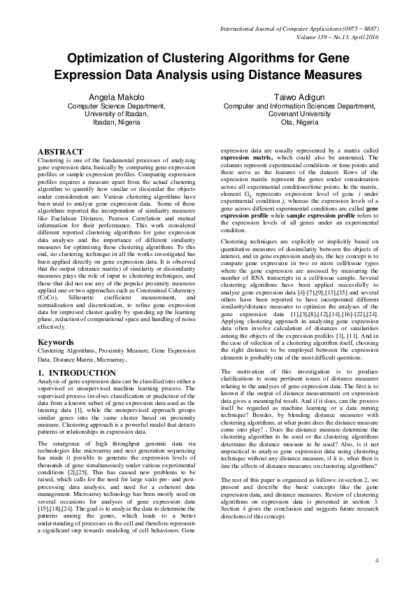proximity measures in clustering