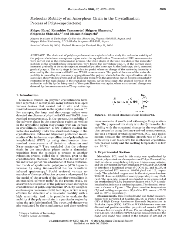 (PDF) Molecular Mobility of an Amorphous Chain in the Crystallization ...