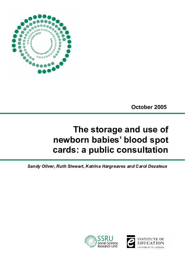 (PDF) The Storage and Use of Newborn Babies’ Blood Cards: A Public ...