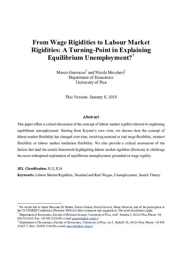 (PDF) From Wage Rigidities to Labour Market Rigidities: A Turning-Point ...