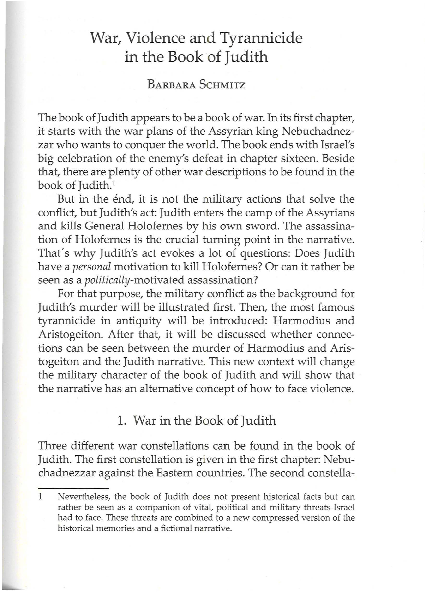 (PDF) War, violence and Tyrannicide in the Book of Judith, in: Jan ...