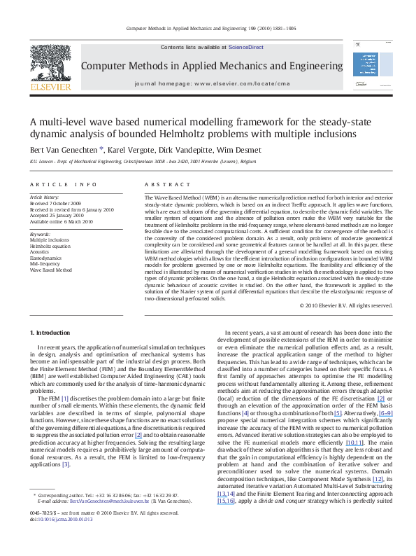 (PDF) A multi-level wave based numerical modelling framework for the steady-state dynamic ...