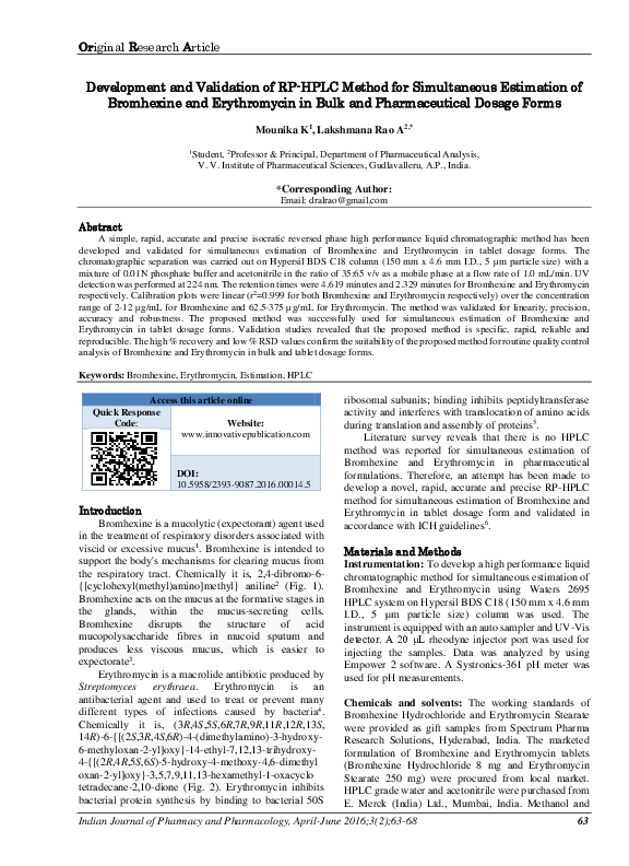 (PDF) Development and Validation of RP-HPLC Method for Simultaneous Estimation of Bromhexine and ...