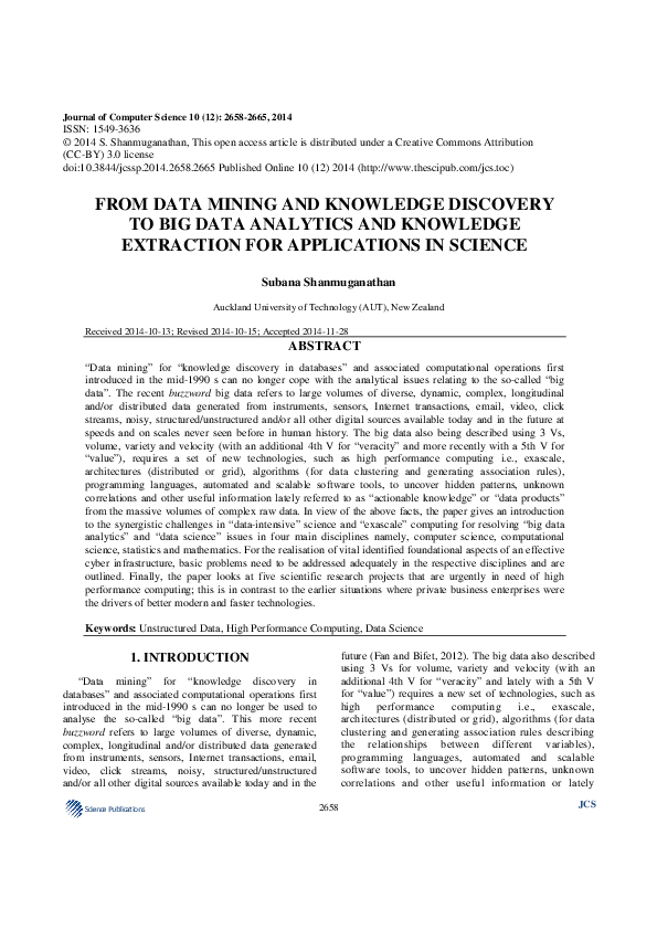 (PDF) From Data Mining and Knowledge Discovery to Big Data Analytics and Knowledge Extraction ...