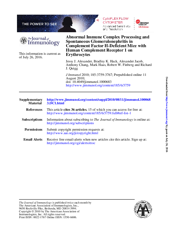 (PDF) Abnormal Immune Complex Processing and Spontaneous ...