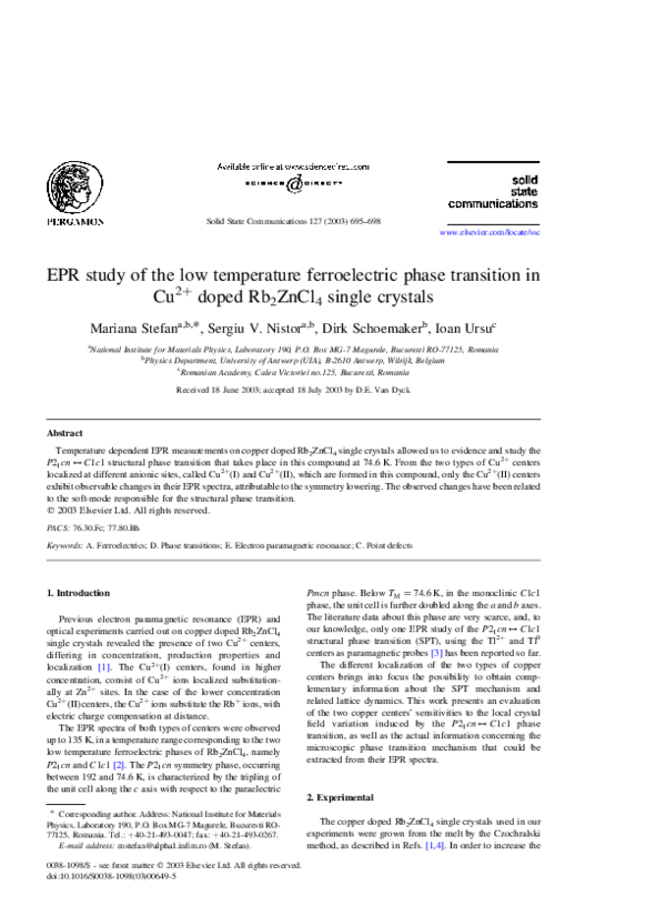 (PDF) EPR study of the low temperature ferroelectric phase transition ...