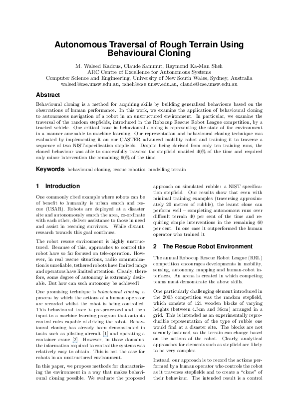 (PDF) Autonomous Traversal of Rough Terrain Using Behavioural Cloning