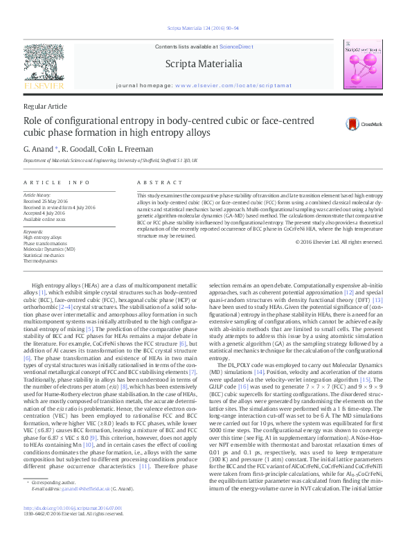 (PDF) Role of configurational entropy in body-centred cubic or face ...