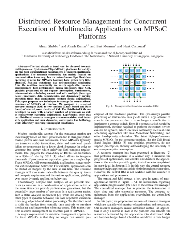Pdf Distributed Resource Management For Concurrent Execution Of Multimedia Applications On