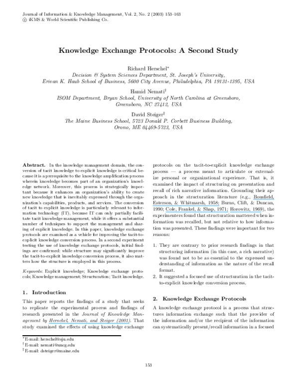 (PDF) Knowledge Exchange Protocols: A Second Study