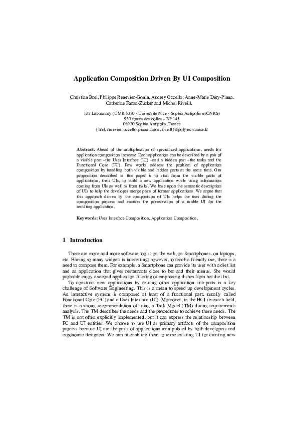 (PDF) Application Composition Driven by UI Composition