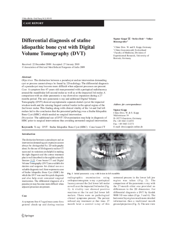 (PDF) Differential diagnosis of stafne idiopathic bone cyst with ...
