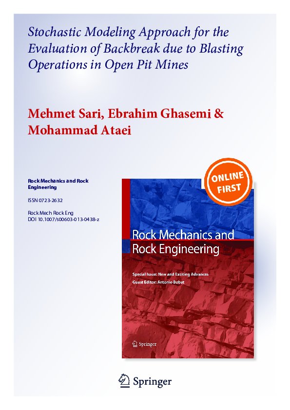 Pdf Stochastic Modeling Approach For The Evaluation Of Backbreak Due