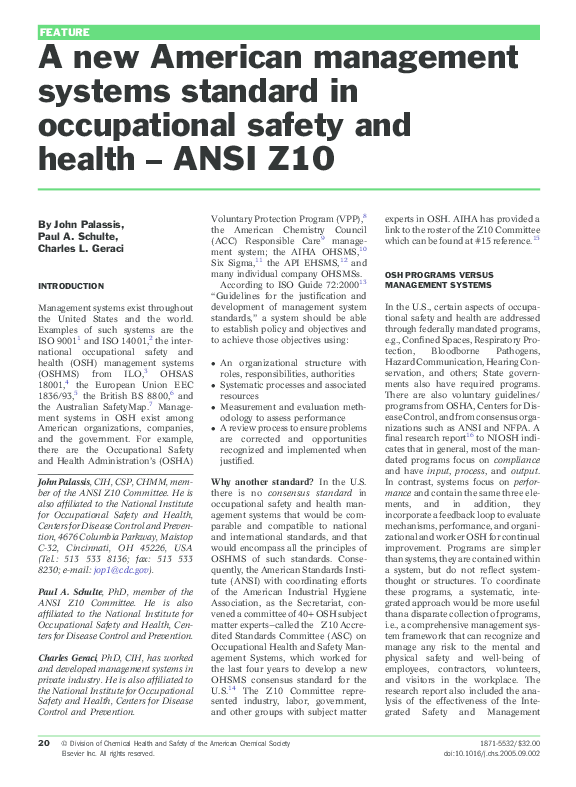 (PDF) A new American management systems standard in occupational safety ...