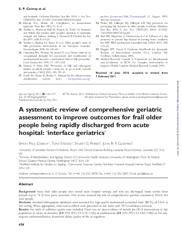 (PDF) A systematic review of comprehensive geriatric assessment to ...