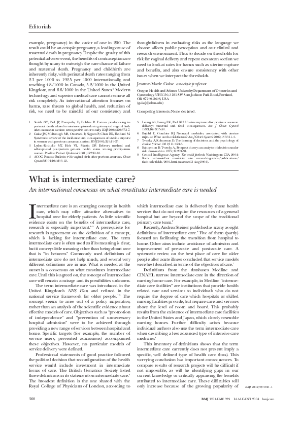 (PDF) What is intermediate care?