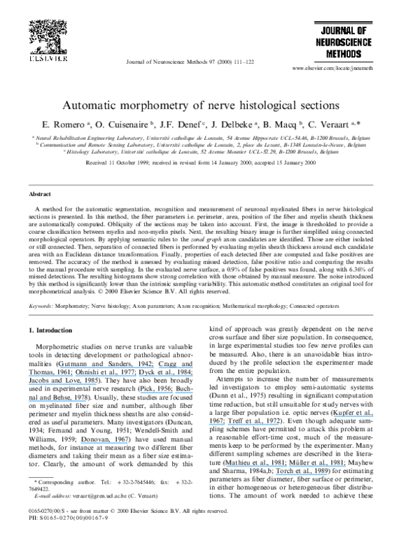 (PDF) Automatic morphometry of nerve histological sections