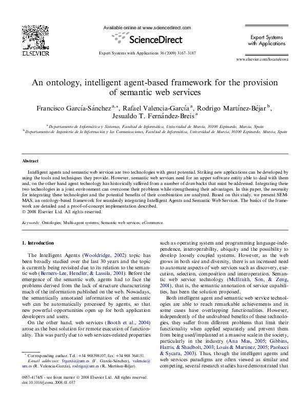 Pdf An Ontology Intelligent Agent Based Framework For The Provision