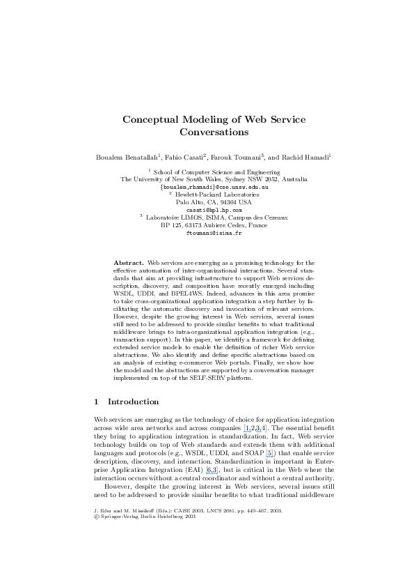 (PDF) Conceptual Modeling of Web Service Conversations