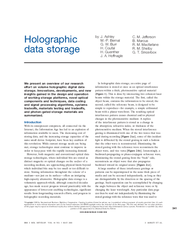 (PDF) Holographic data storage technology
