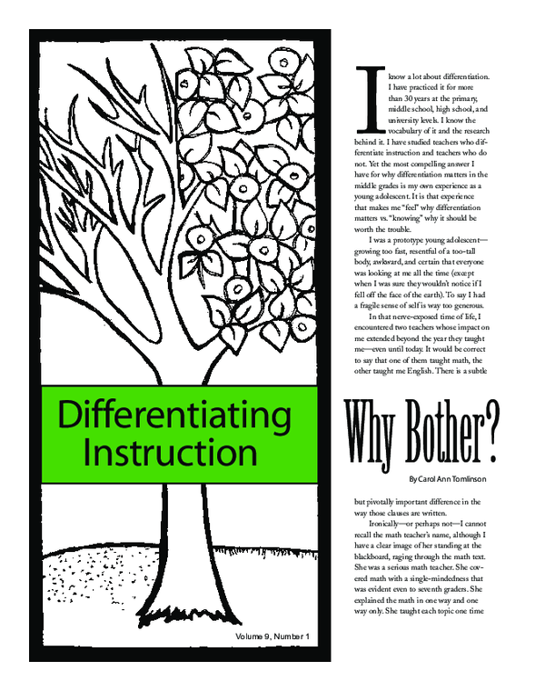 (PDF) Differentiating Instruction: Why Bother?