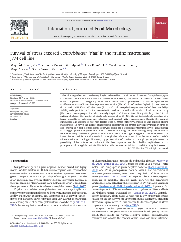 (PDF) Survival of stress exposed Campylobacter jejuni in the murine ...