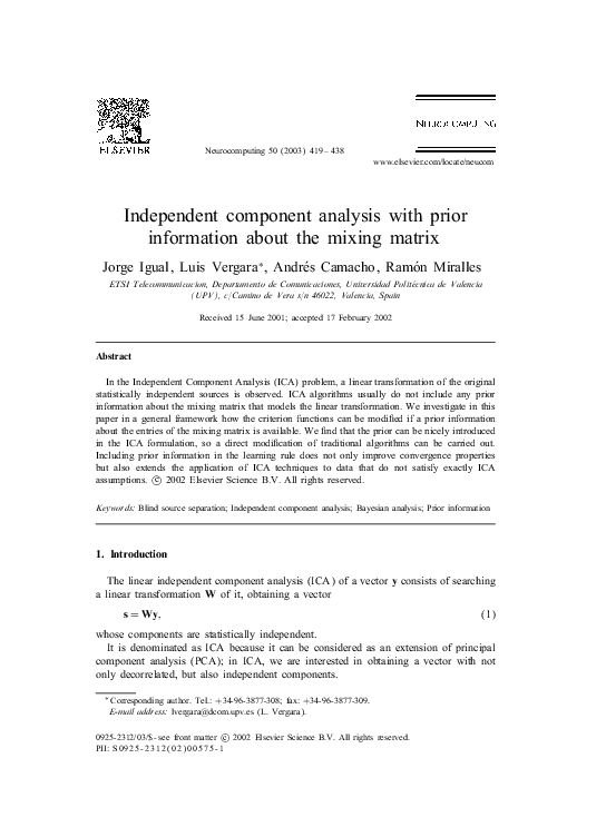 (PDF) Independent component analysis with prior information about the ...