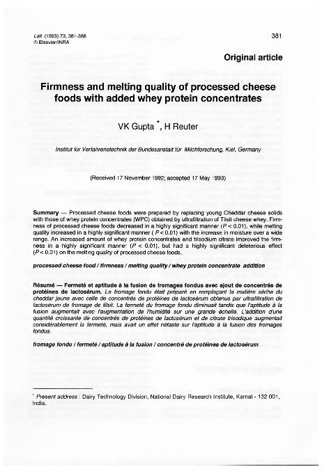 (PDF) Firmness and melting quality of processed cheese foods with added ...
