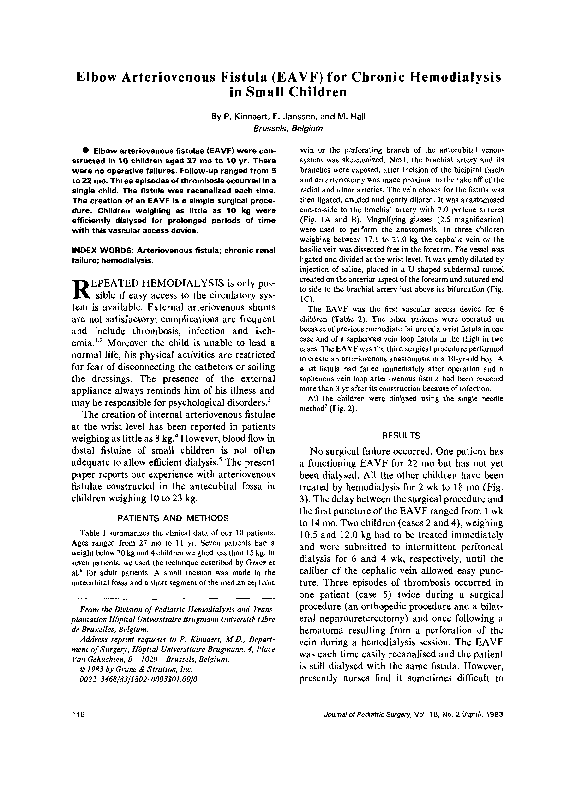 (PDF) Elbow arteriovenous fistula (EAVF) for chronic hemodialysis in ...