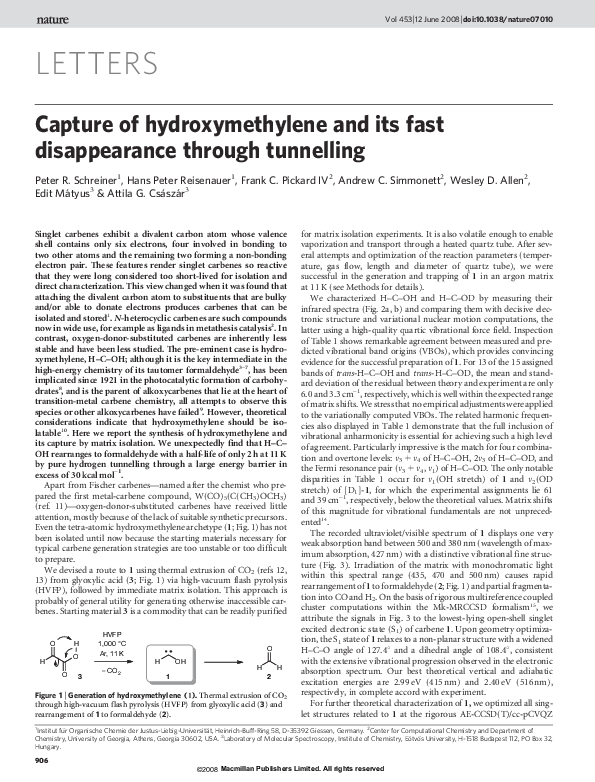 (PDF) Capture of hydroxymethylene and its fast disappearance through ...