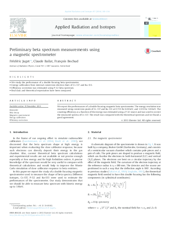 (PDF) Preliminary beta spectrum measurements using a magnetic ...