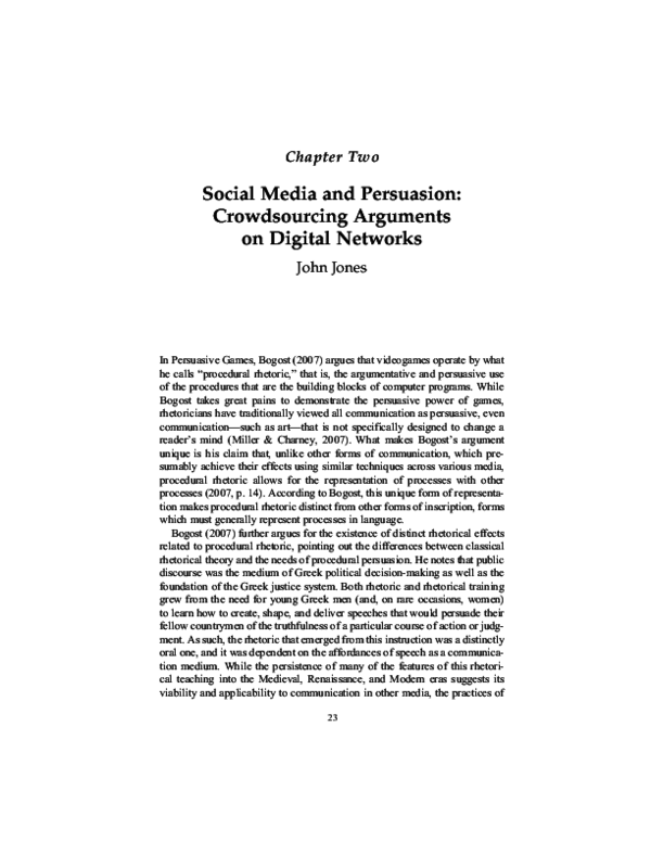 (PDF) Social Media and Persuasion: Crowdsourcing Arguments on Digital ...