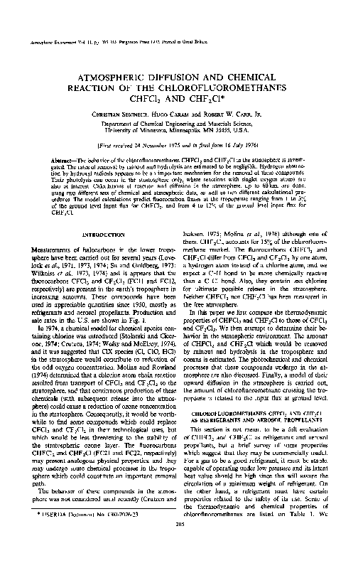 (PDF) Atmospheric diffusion and chemical reaction of the ...