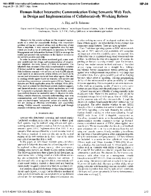(PDF) Human-Robot Interactive Communication Using Semantic Web Tech. in ...