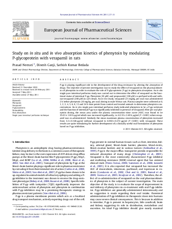 (PDF) Study on in situ and in vivo absorption kinetics of phenytoin by ...
