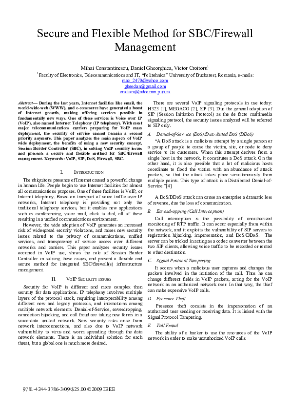 (PDF) Secure and flexible method for SBC/firewall management