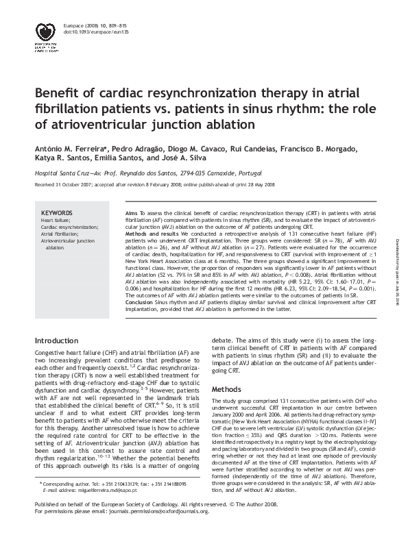 (PDF) Benefit of cardiac resynchronization therapy in atrial ...