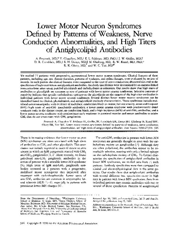 (PDF) Lower motor neuron syndromes defined by patterns of weakness ...