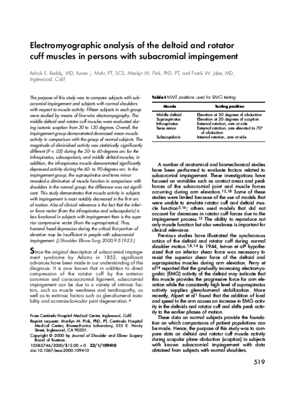 (PDF) Electromyographic analysis of the deltoid and rot tor cuff ...
