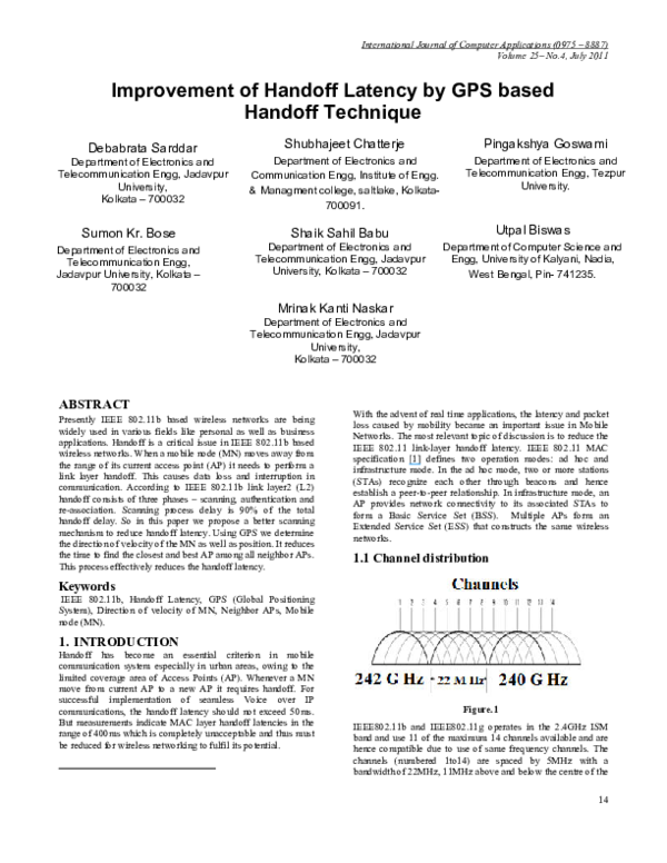 (PDF) Improvement of Handoff Latency by GPS based Handoff Technique