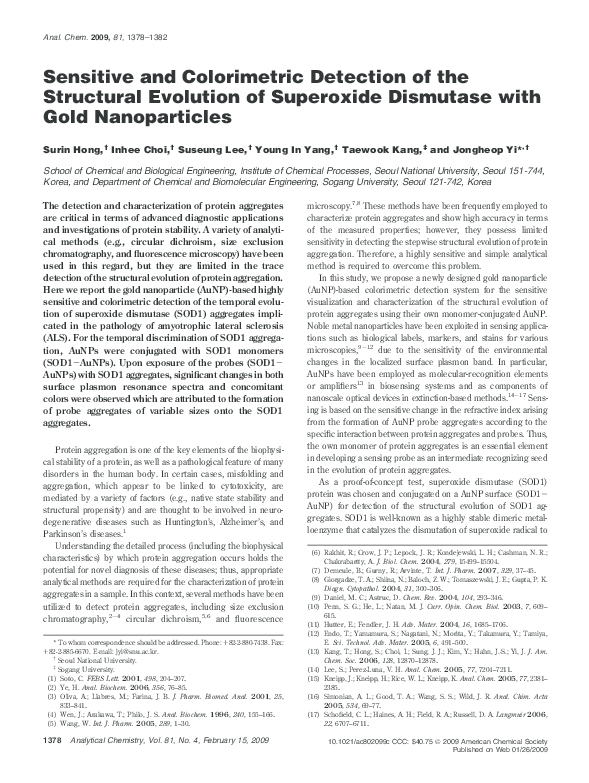 (PDF) Sensitive and Colorimetric Detection of the Structural Evolution ...