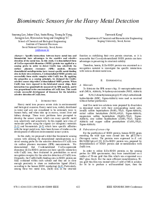 (PDF) Biomimetic sensors for the heavy metal detection