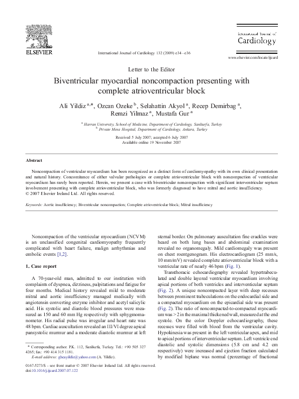 (PDF) Biventricular myocardial noncompaction presenting with complete ...