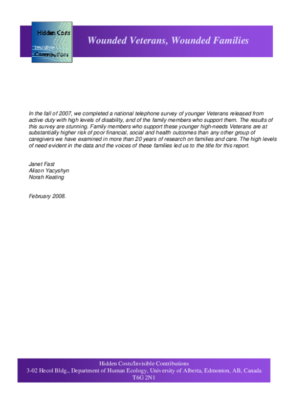 (PDF) Wounded Veterans, Wounded Families