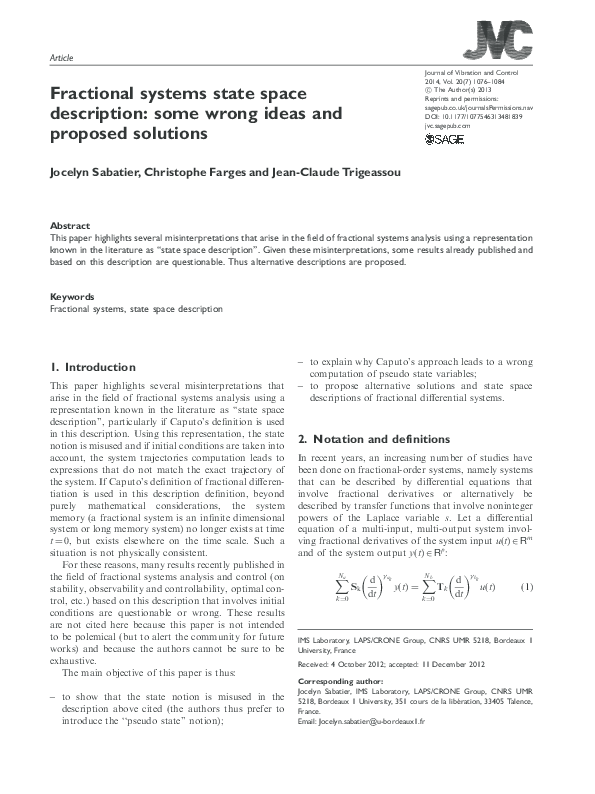 Fractional systems state space description: some wrong ideas and proposed solutions