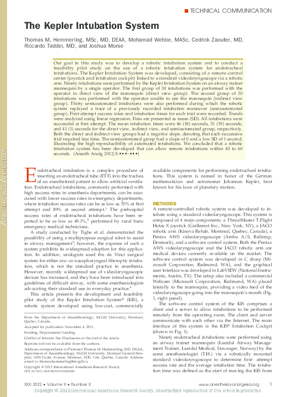 (PDF) The Kepler Intubation System