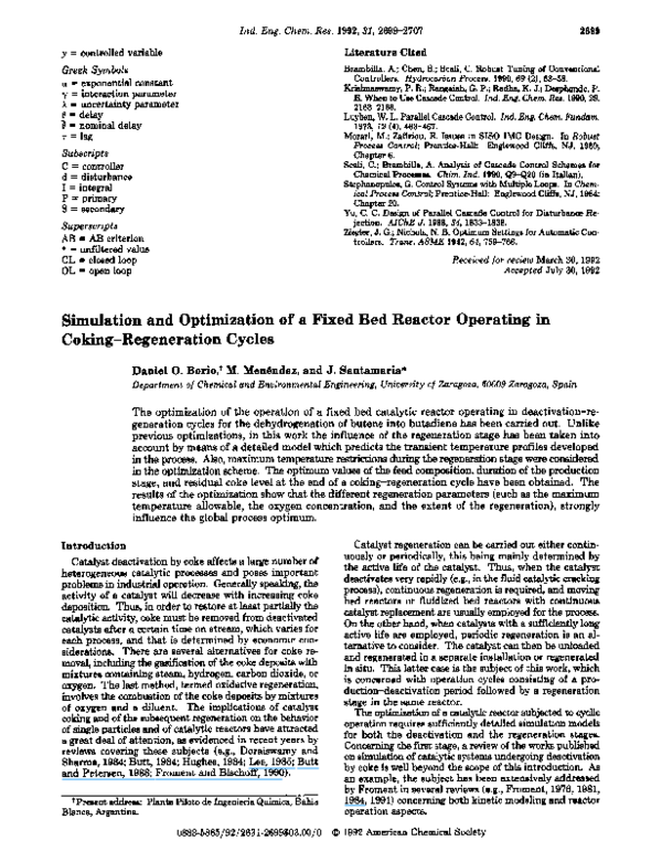 (PDF) Simulation and optimization of a fixed bed reactor operating in coking-regeneration cycles